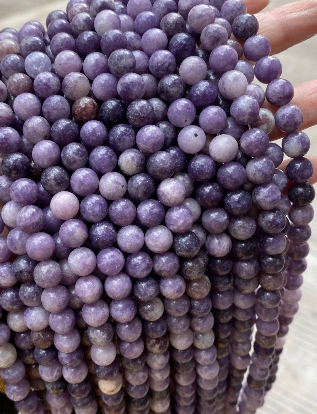 Purple Dyed Lepidolite Jasper Beads, Jasper Beads, Beads, Round Beads ...