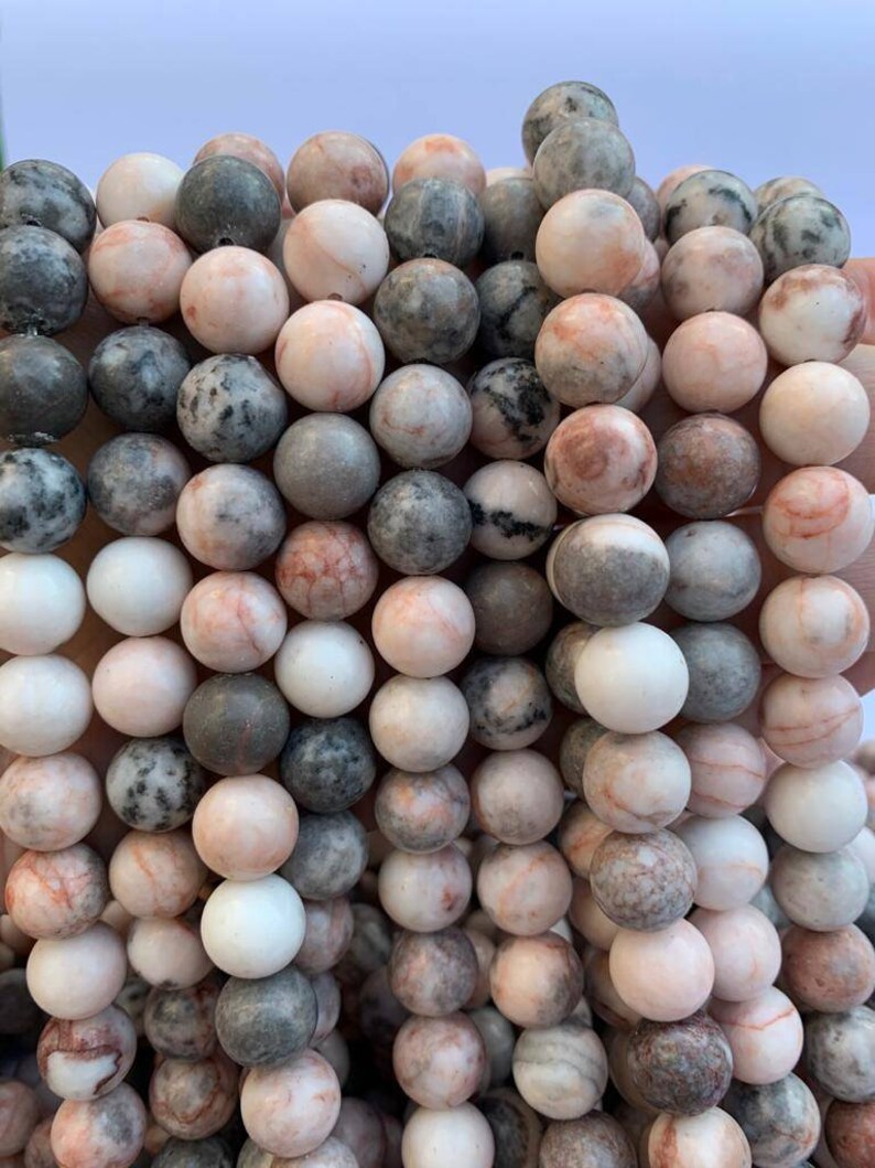 Light pink zebra jasper beads round beads mala beads jasper | Etsy