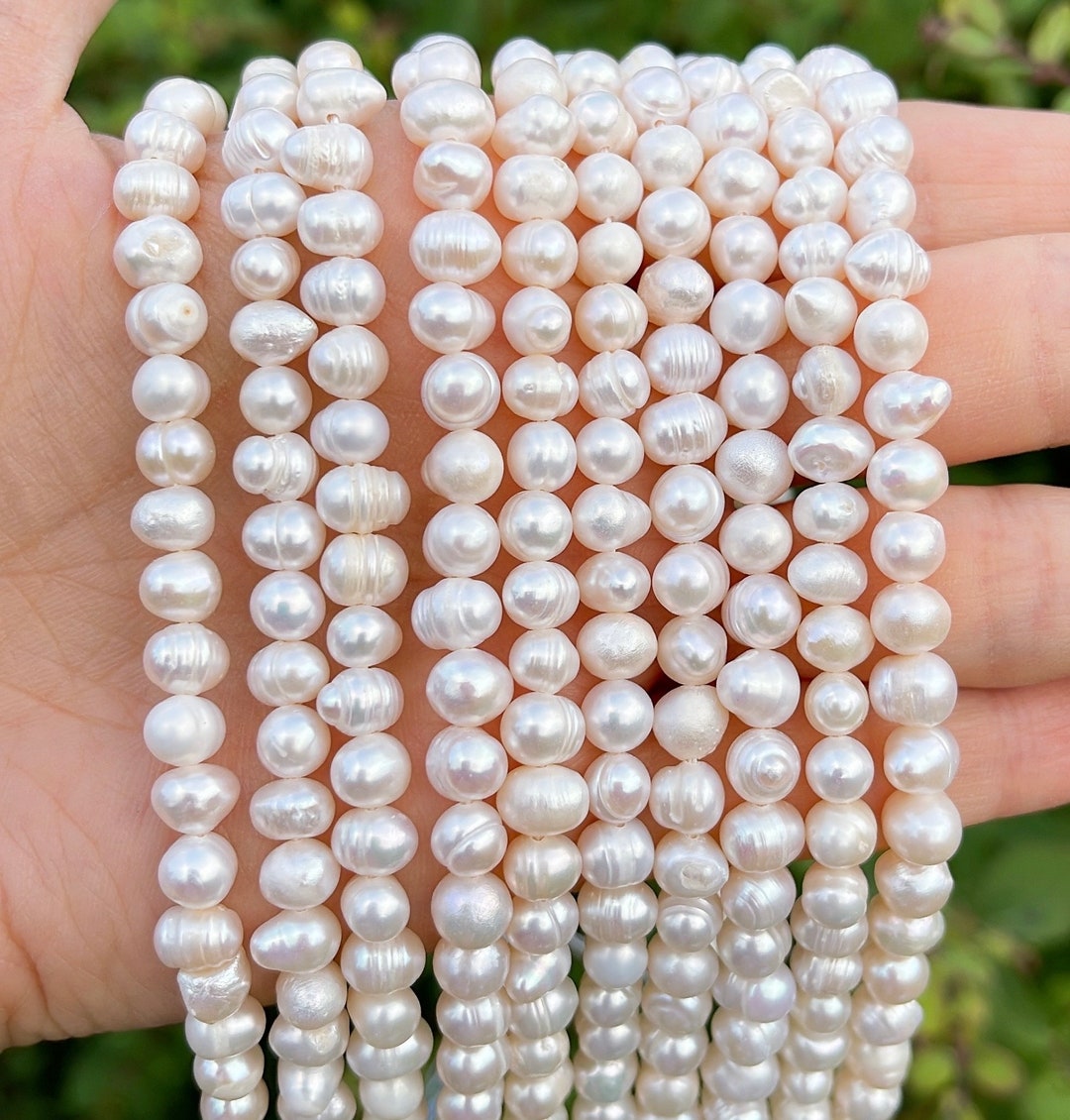 Pearl Beads, Potato Shape Pearl Beads , 5-6mm Pearl Beads. - Etsy UK