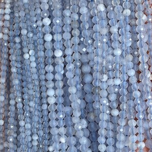 Small Faceted Blue Chalcedony Beads, Small Gemstone Beads, 2mm, 3mm ...