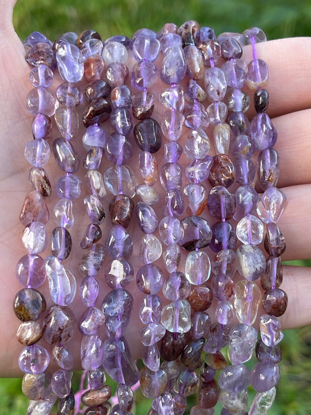 Purple Phantom Quartz Nugget Beads, Gemstone Nugget Beads, Crystal ...