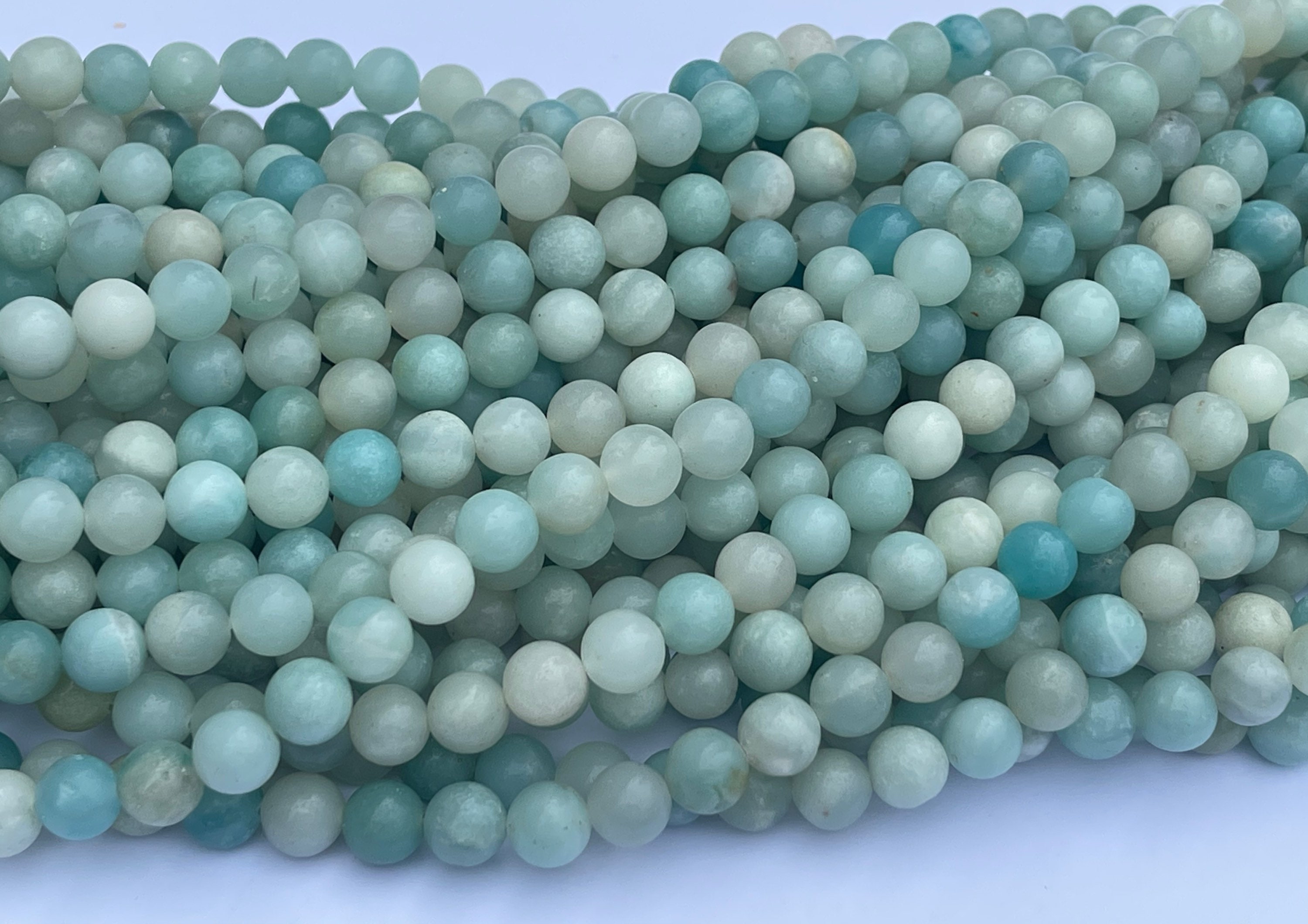 Blue Amazonite beads smooth round amzonaite beads sizes 6mm | Etsy