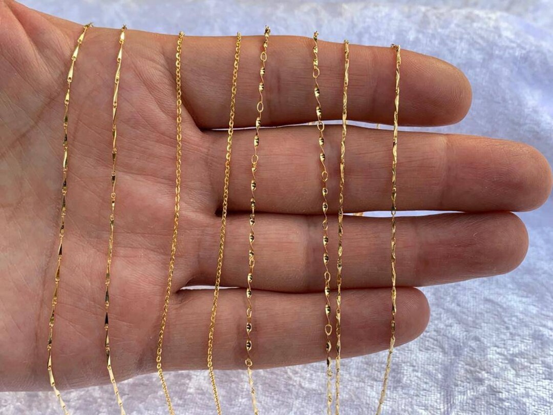 0.7mm 925 Sterling Silver Gold Chain, Gold Chain Necklace, 40 Cm Chain ...