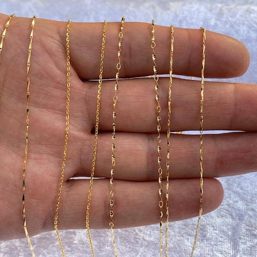 0.7mm 925 Sterling Silver Gold Chain Gold Chain Necklace 40 - Etsy
