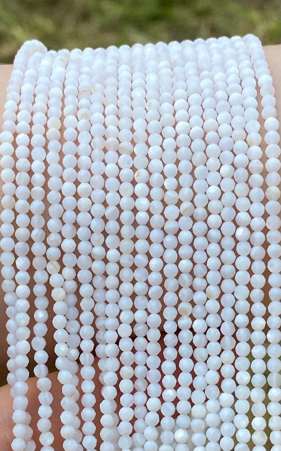 Small Faceted White Shell Beads, Small Gemstone Beads, 2mm, 3mm Beads ...