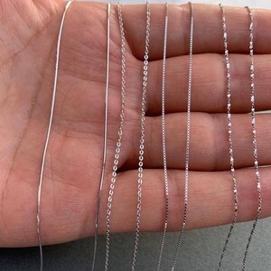 0.7mm 925 Sterling Silver White Gold Plated Chain, Silver Chain ...