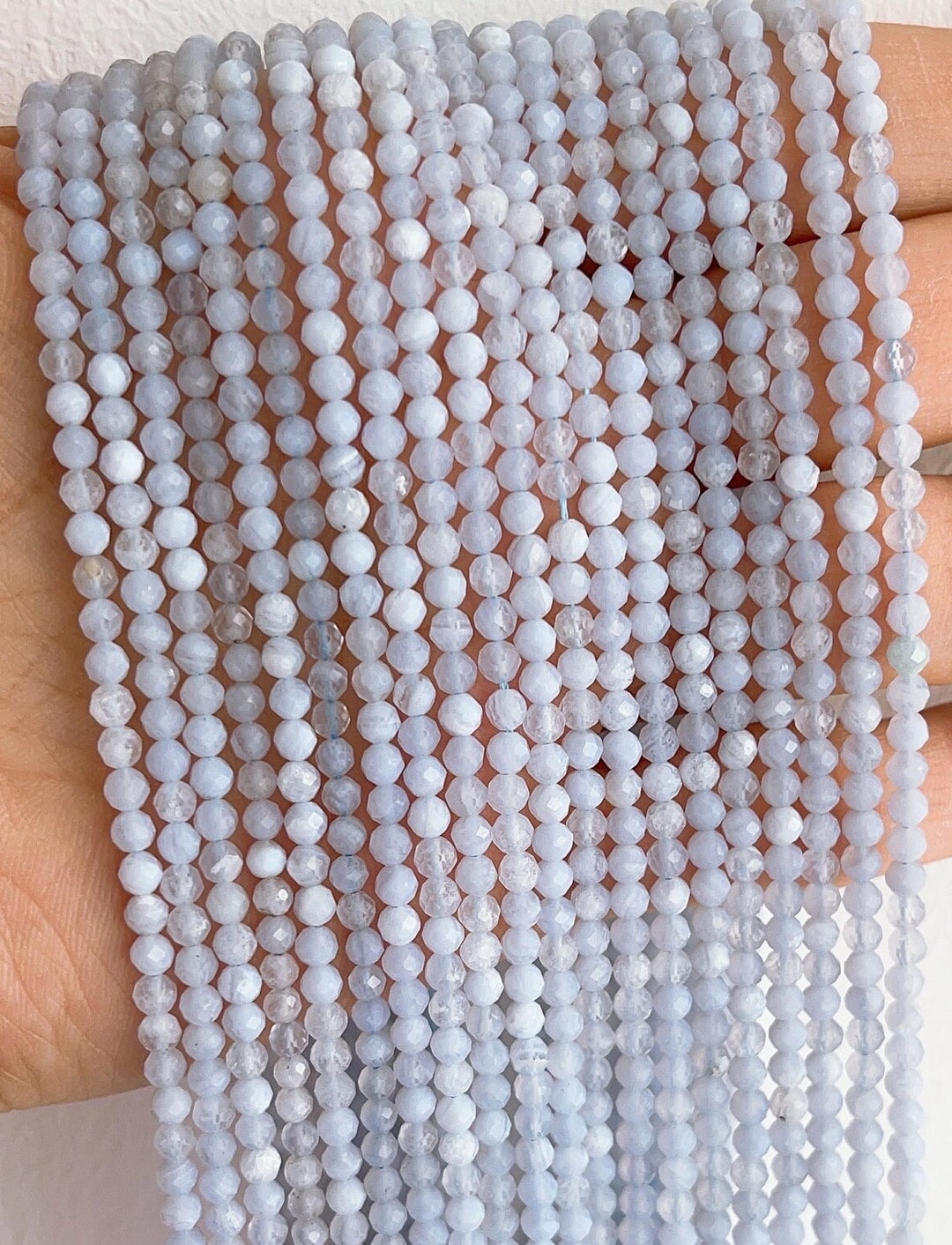 Small Faceted Blue Lace Agate Beads, Small Gemstone Beads, 2mm, 3mm ...