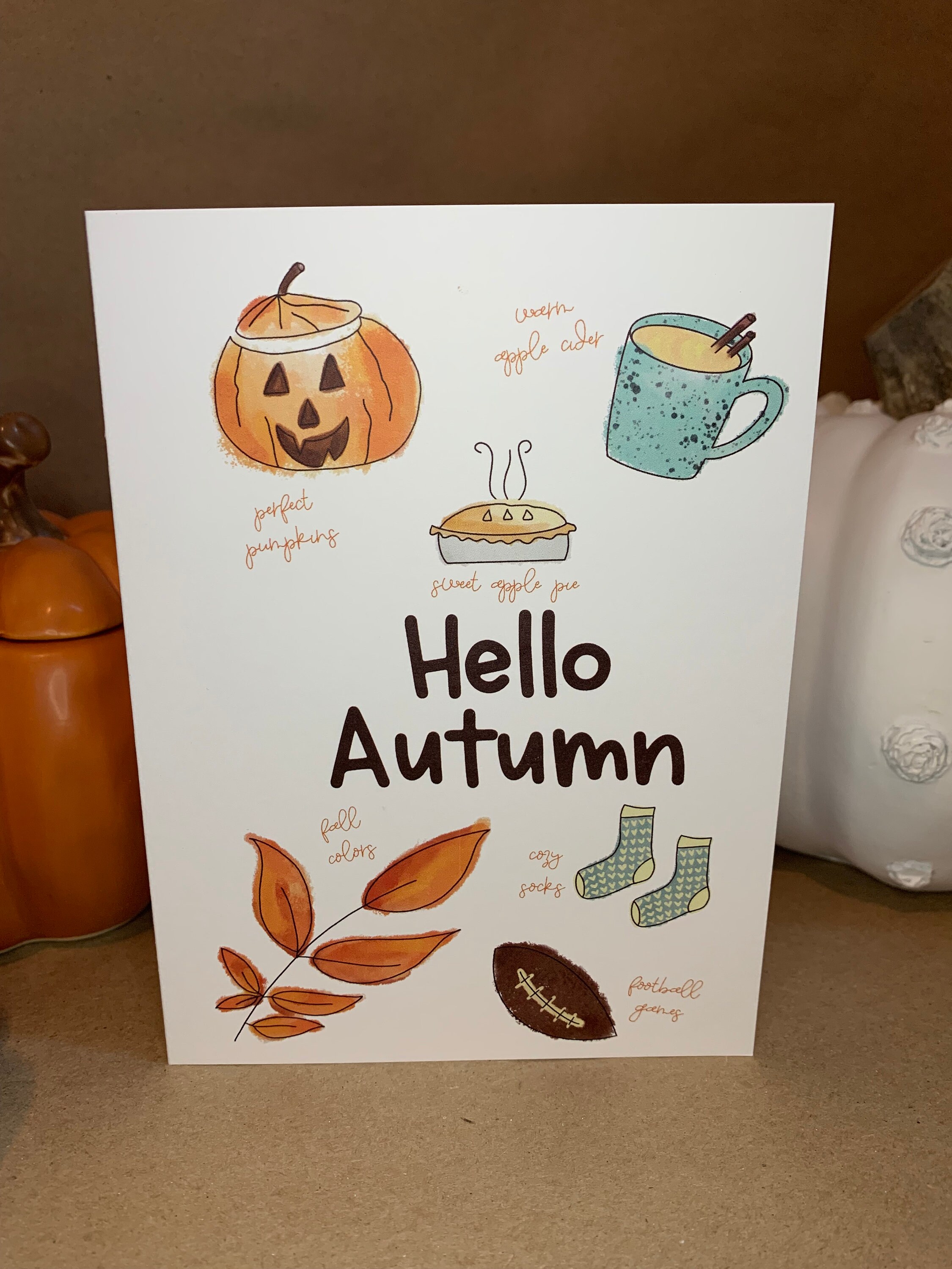 Fall Greeting Cards Hand-drawn Fall Favorites With 3 Fall Phrases Happy ...