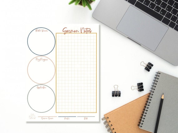 Minimal Sermon Notepad Cursive Font Large Note-taking | Etsy