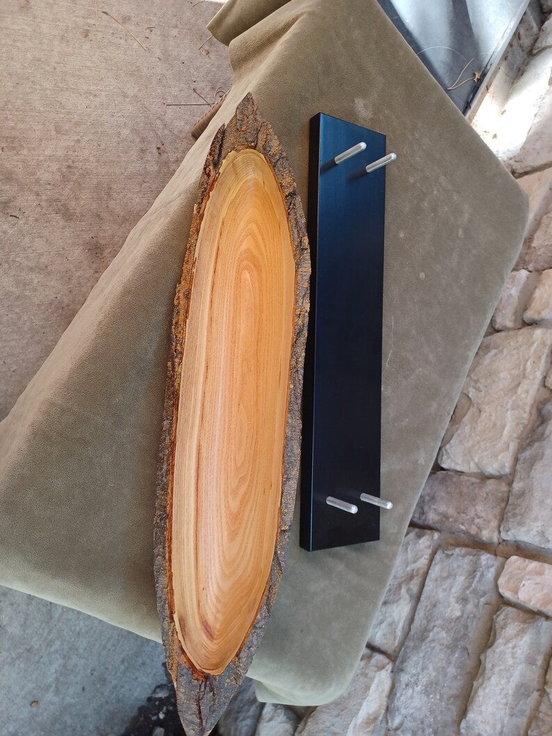 Live Edge Honey Locust Canoe Sculpture Floating on Ebonized Poplar Base ...