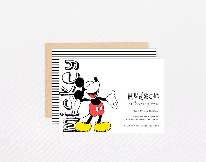 Mickey Mouse Invitation Printable Mickey Invitation Modern - Etsy