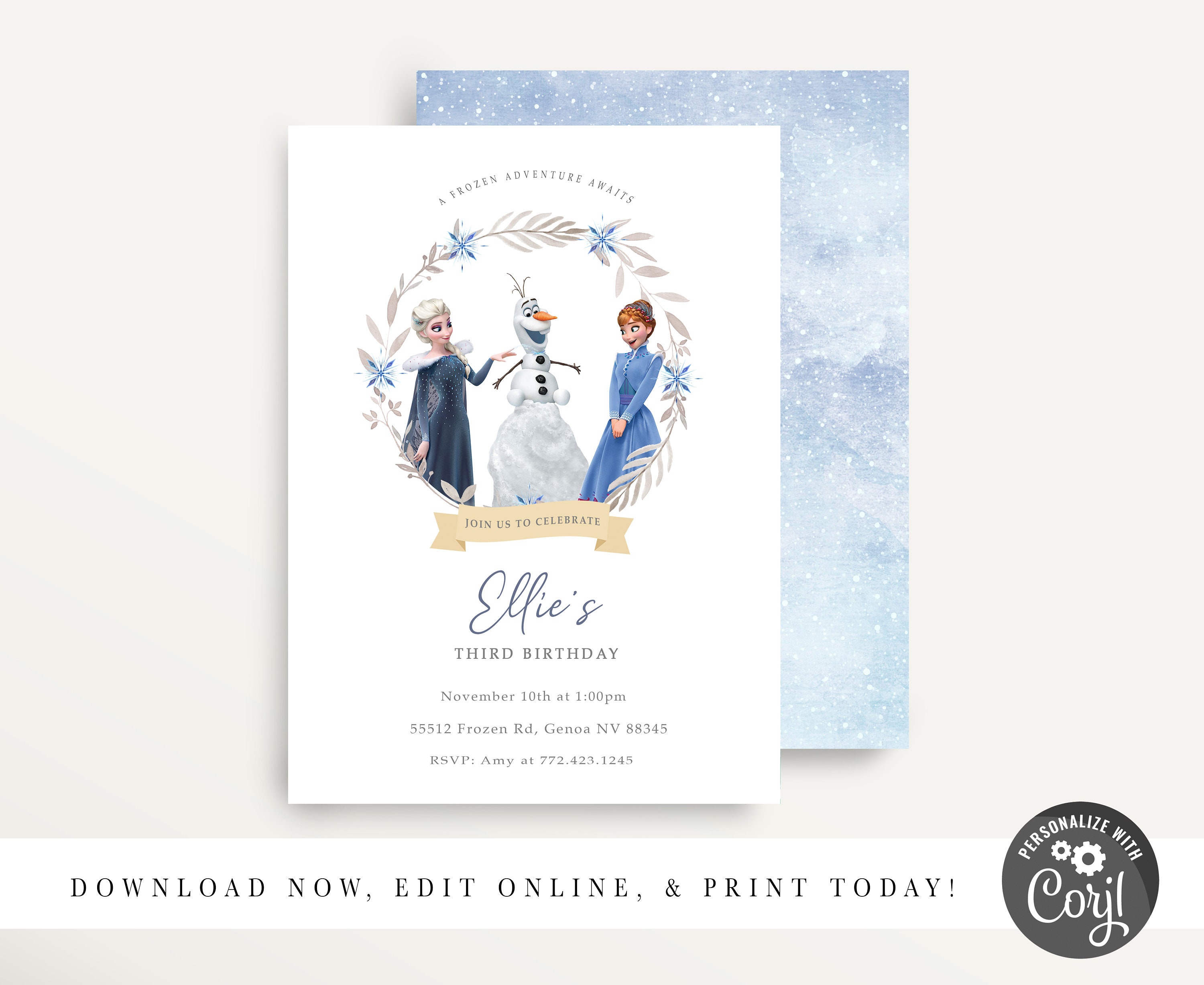 Frozen 2 Invitation Modern Frozen Invite Frozen Birthday - Etsy