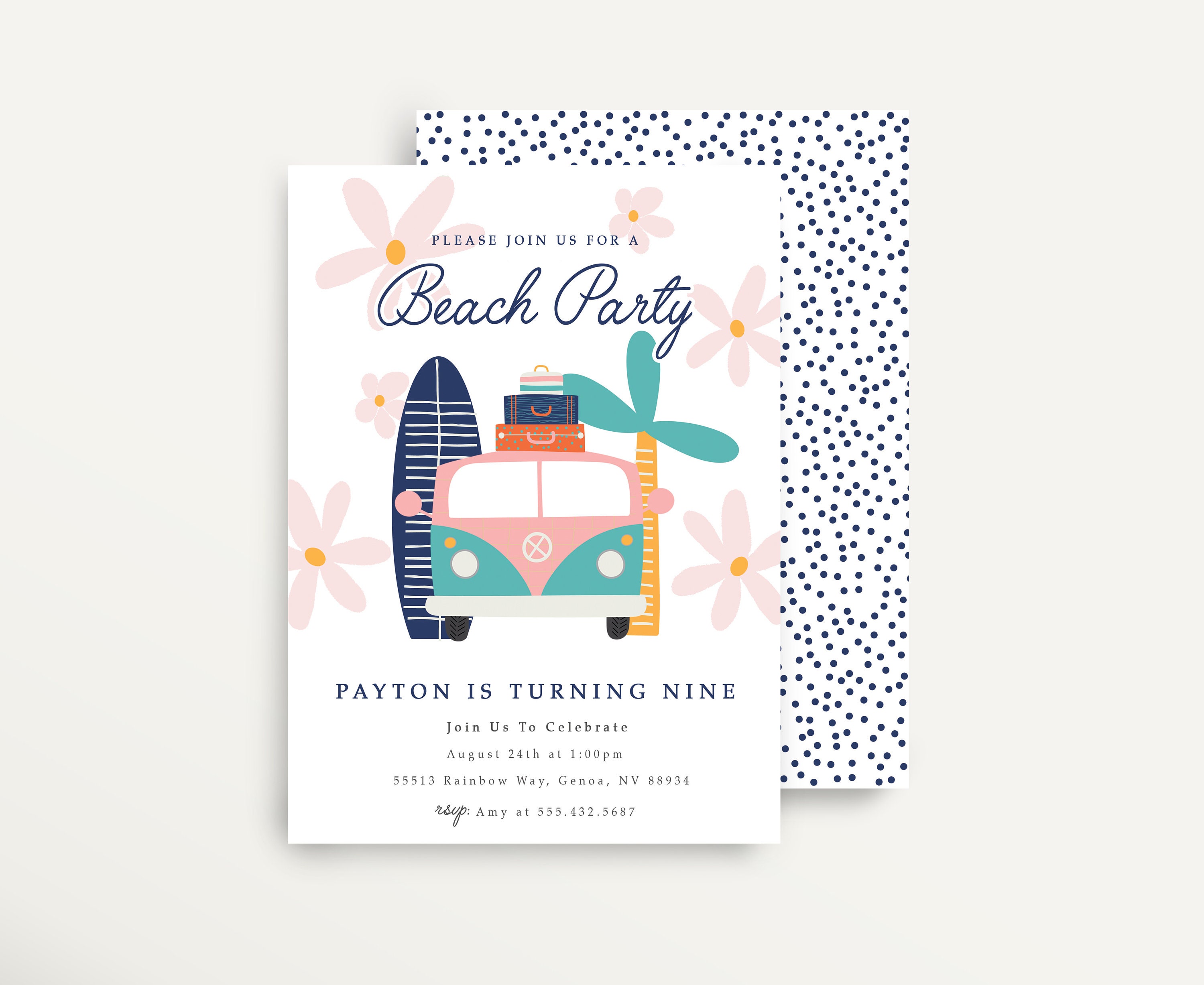 Girl Beach Party Birthday Invitation, Evite Ocean Birthday Invitation ...