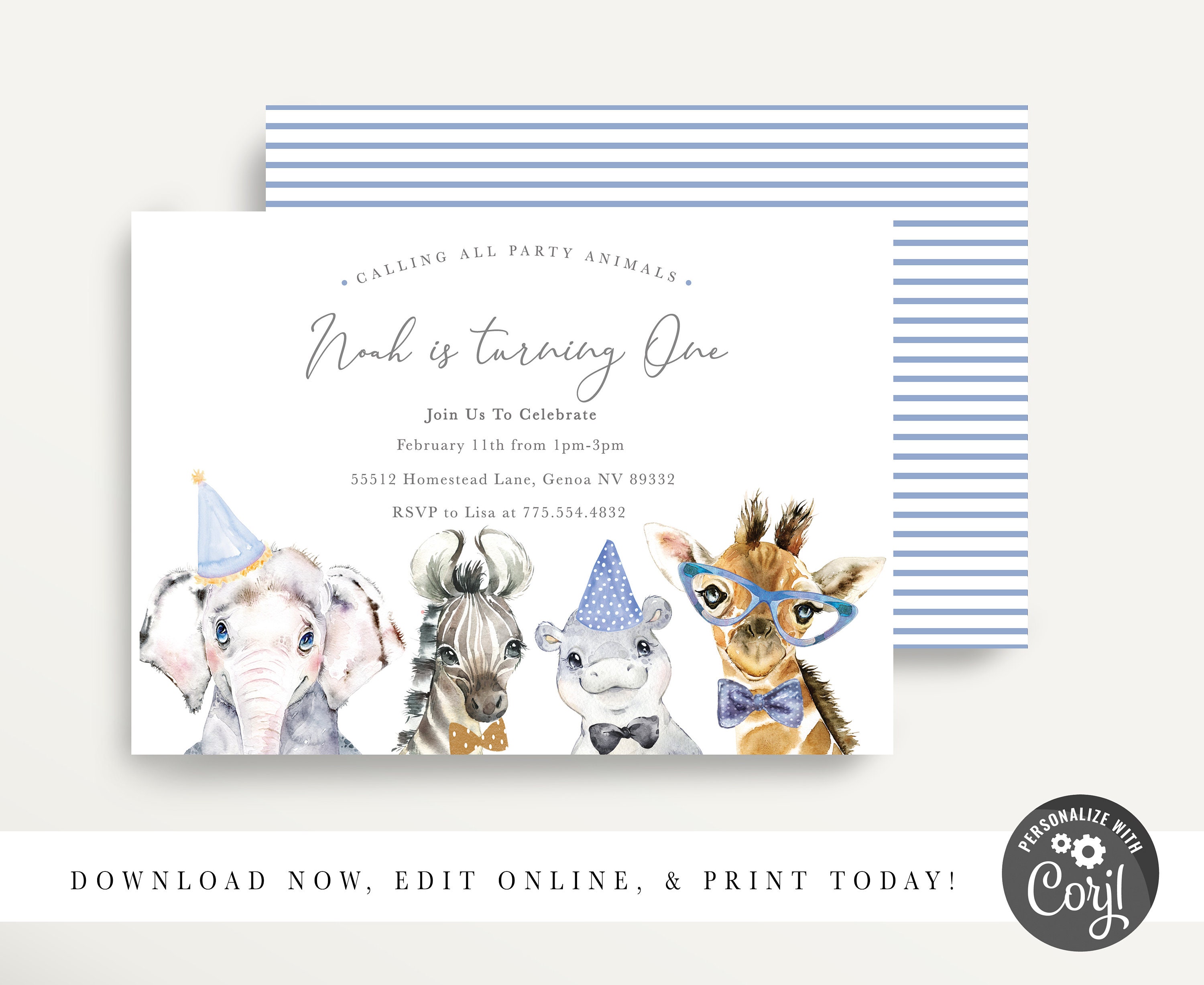Party Animal Birthday Party Invitation INSTANT DOWNLOAD - Etsy