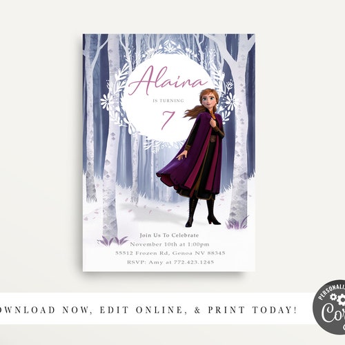 Frozen 2 Invitation Modern Frozen Invite Frozen Birthday - Etsy