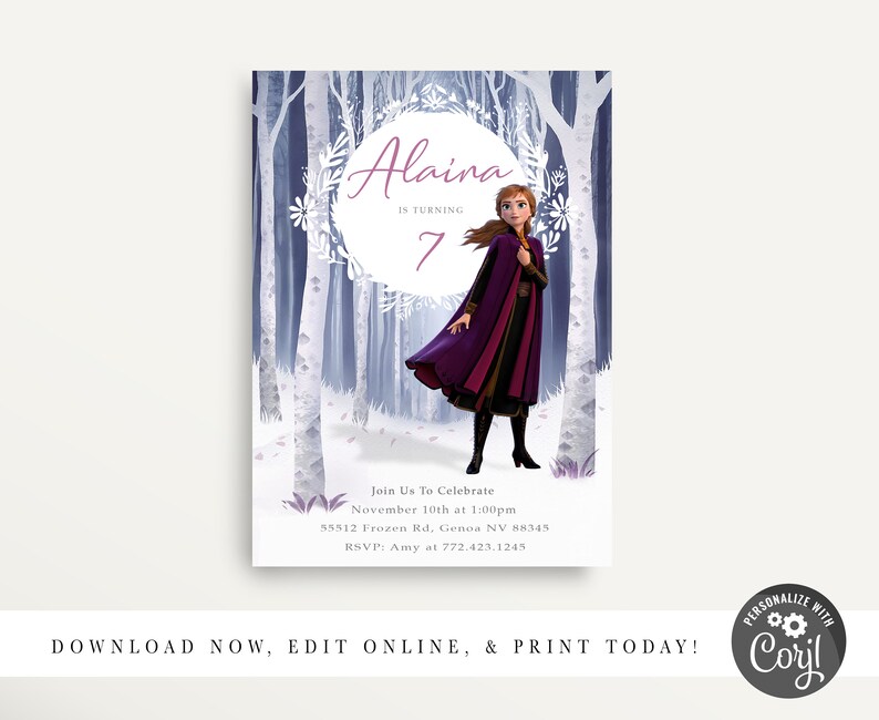 Frozen 2 Invitation Modern Frozen Invite Frozen Birthday | Etsy