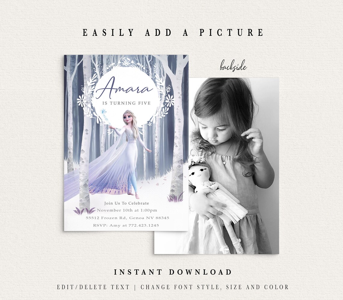 Frozen 2 Invitation Modern Frozen Invite Frozen Birthday - Etsy