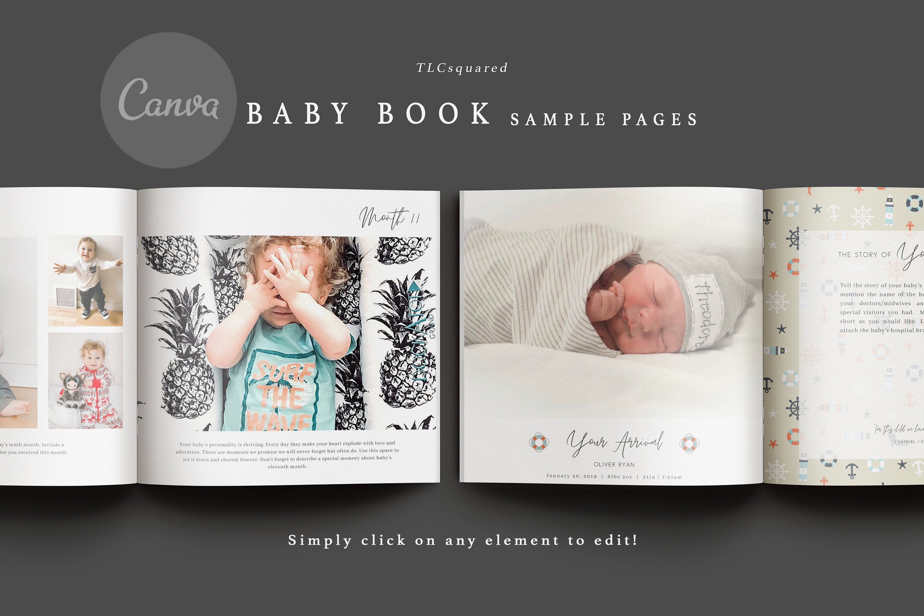 Boy Baby Book Template Ebook Template Canva Template - Etsy