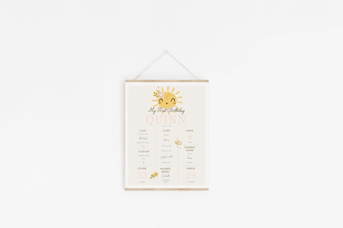 Editable Milestone Poster Boho Sun Sun Milestone Poster 1st - Etsy