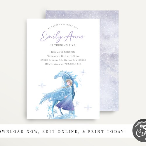 Frozen 2 Invitation Modern Frozen Invite Frozen Birthday - Etsy