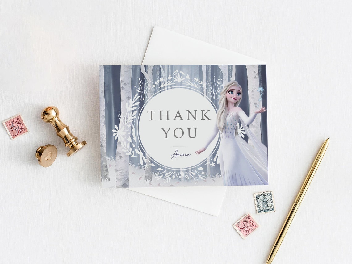 Frozen Thank You Card Frozen 2 Stationary Frozen 2 Thank You - Etsy