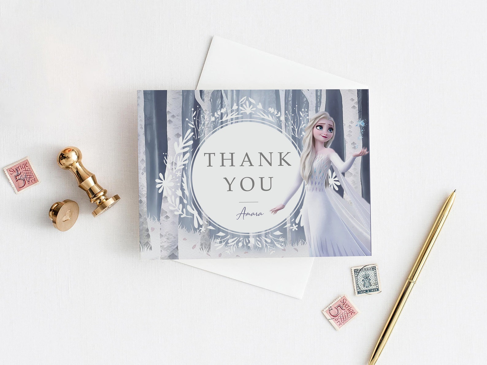 Frozen Thank You Card, Frozen 2 Stationary, Frozen 2 Thank You Card ...