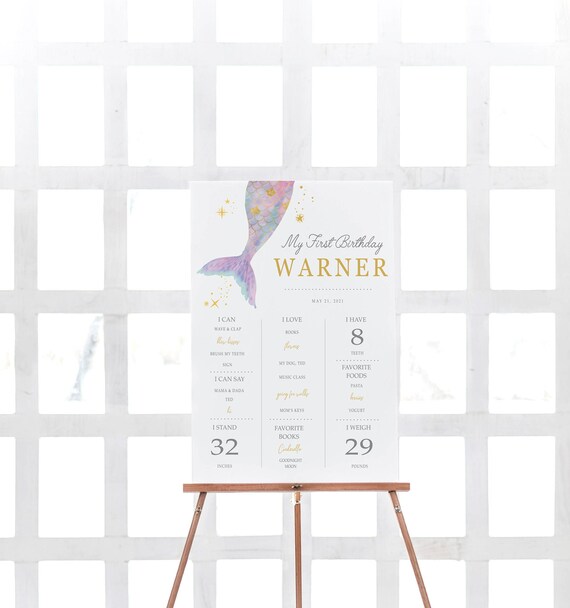 Editable Milestone Mermaid Poster Boho Mermaid Milestone | Etsy