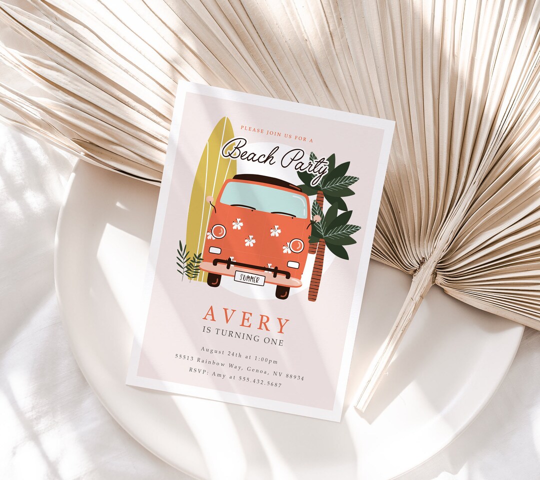 Girl Beach Party Birthday Invitation, Evite Ocean Birthday Invitation ...
