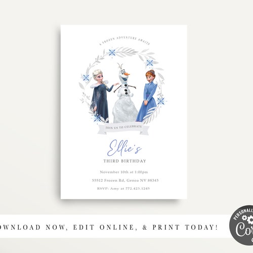 Frozen 2 Invitation Frozen 2 Invite Modern Frozen Birthday - Etsy