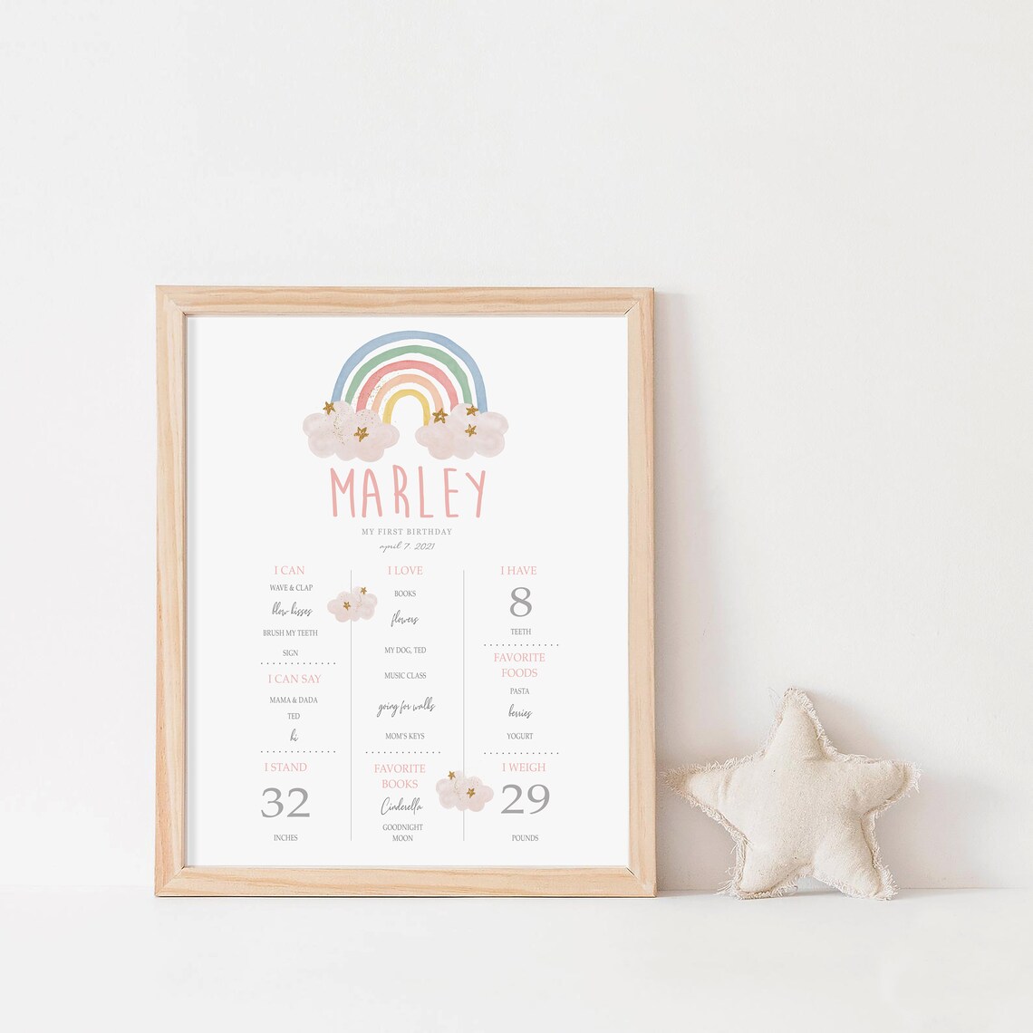 Rainbow Birthday Poster Rainbow Birthday Party Poster Pastel - Etsy
