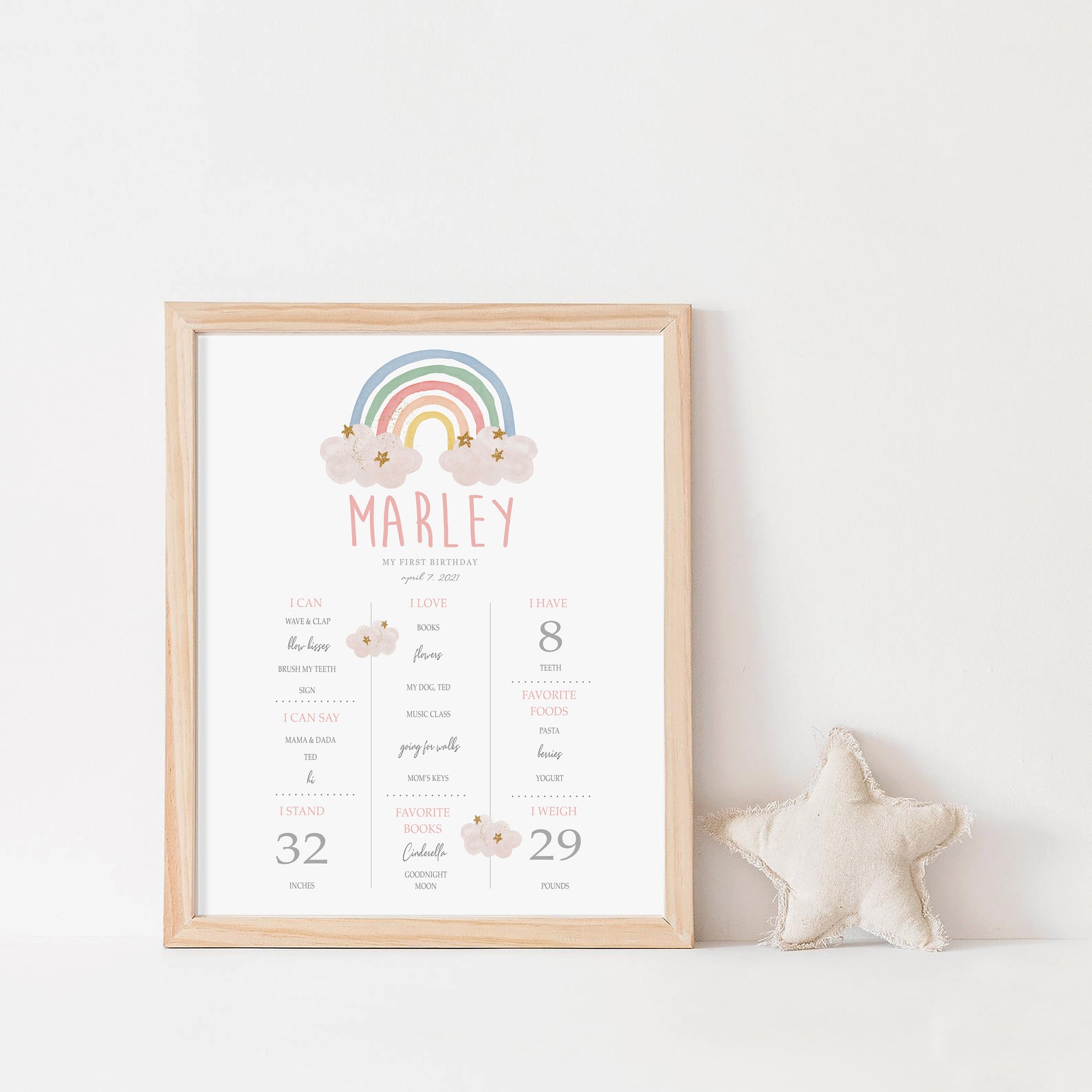 Rainbow Birthday Poster Rainbow Birthday Party Poster Pastel - Etsy