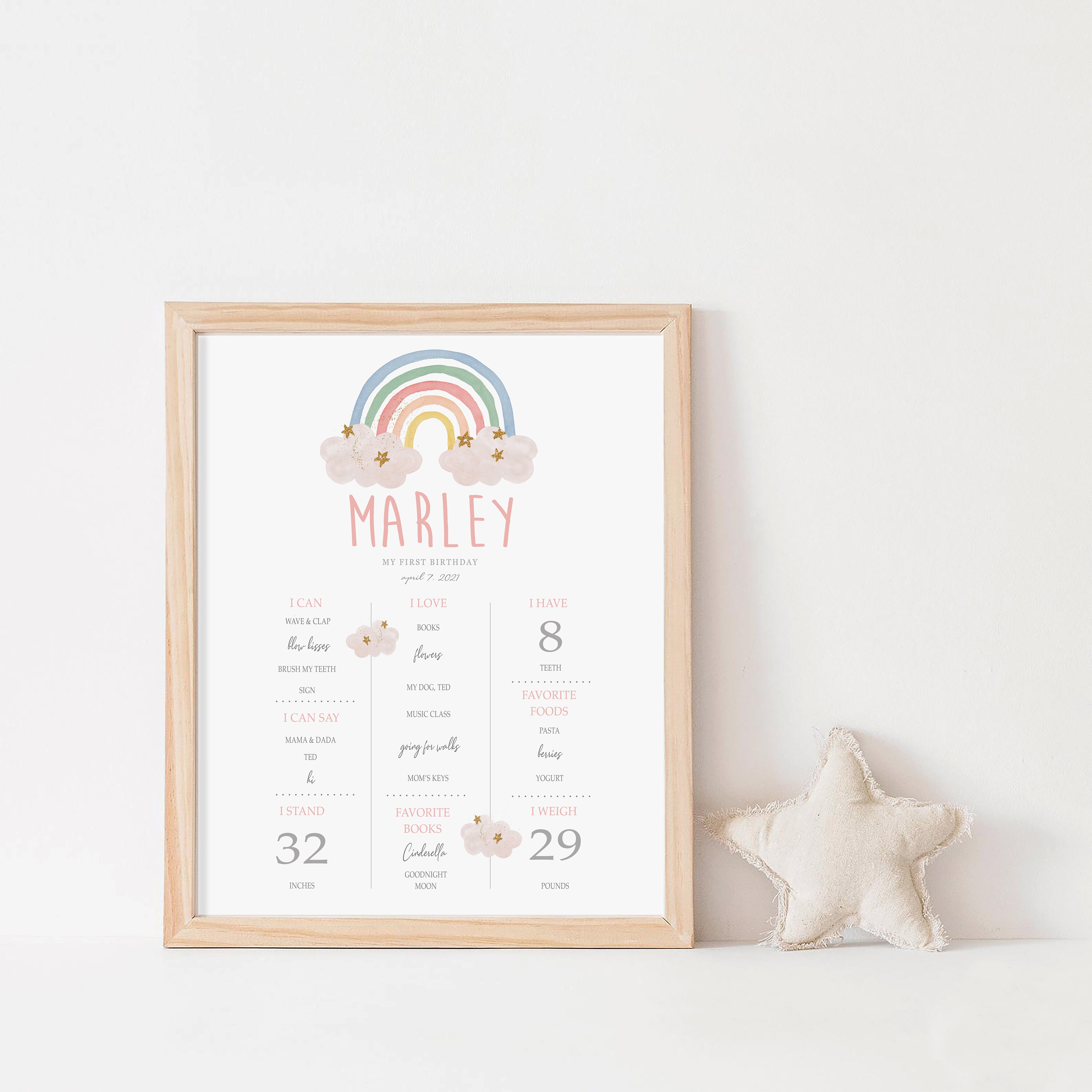 Rainbow Birthday Poster Rainbow Birthday Party Poster Pastel | Etsy
