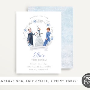 Frozen 2 Invitation, Modern Frozen Invite, Frozen Birthday Invite ...