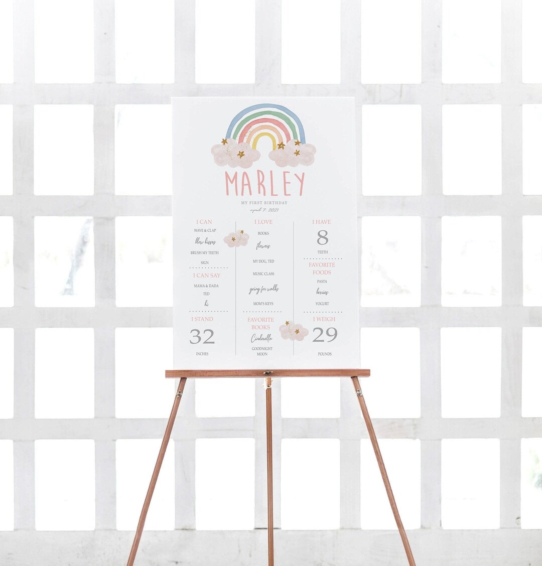 Rainbow Birthday Poster, Rainbow Birthday Party Poster, Pastel Birthday ...