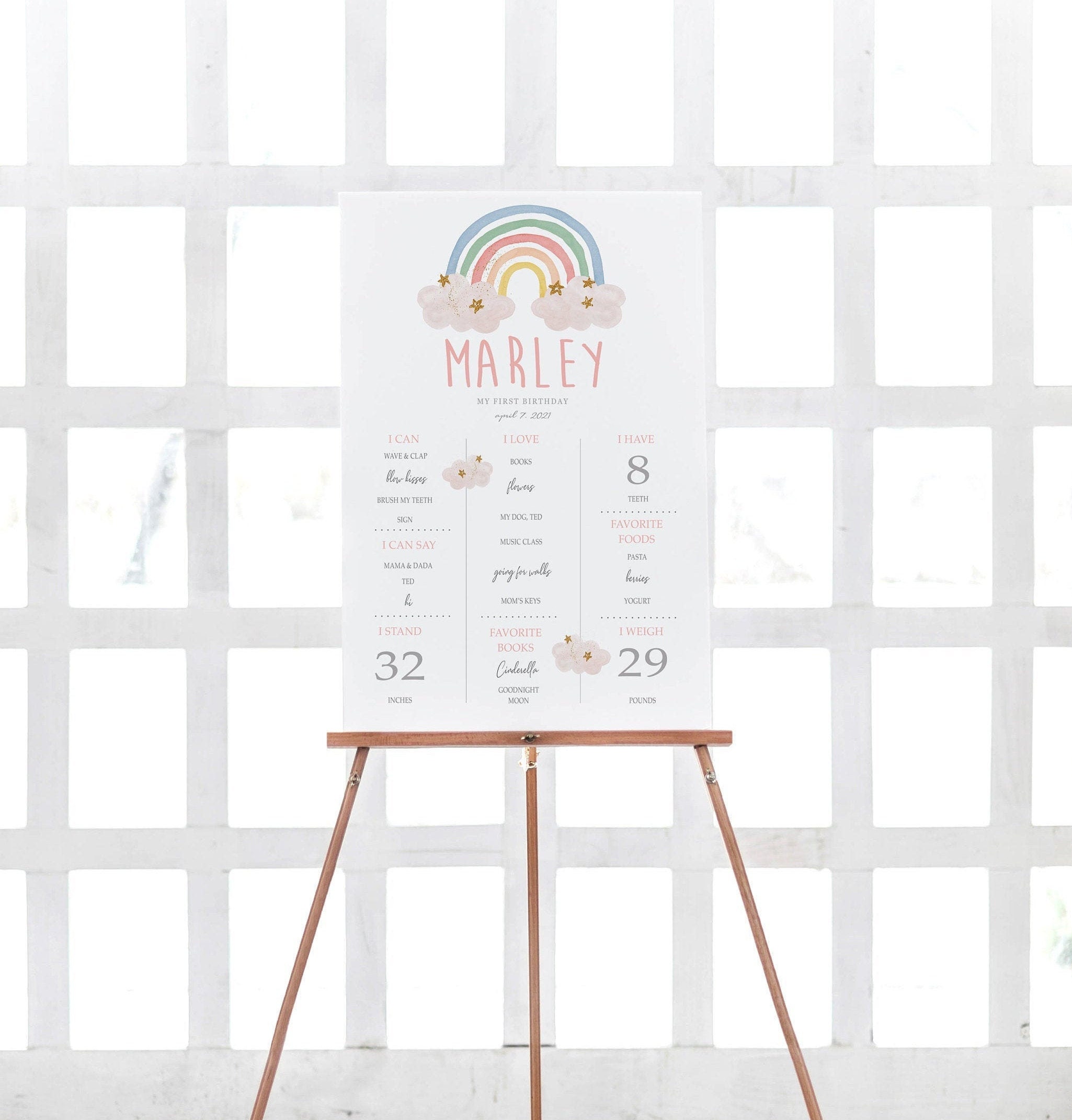 Rainbow Birthday Poster Rainbow Birthday Party Poster Pastel - Etsy