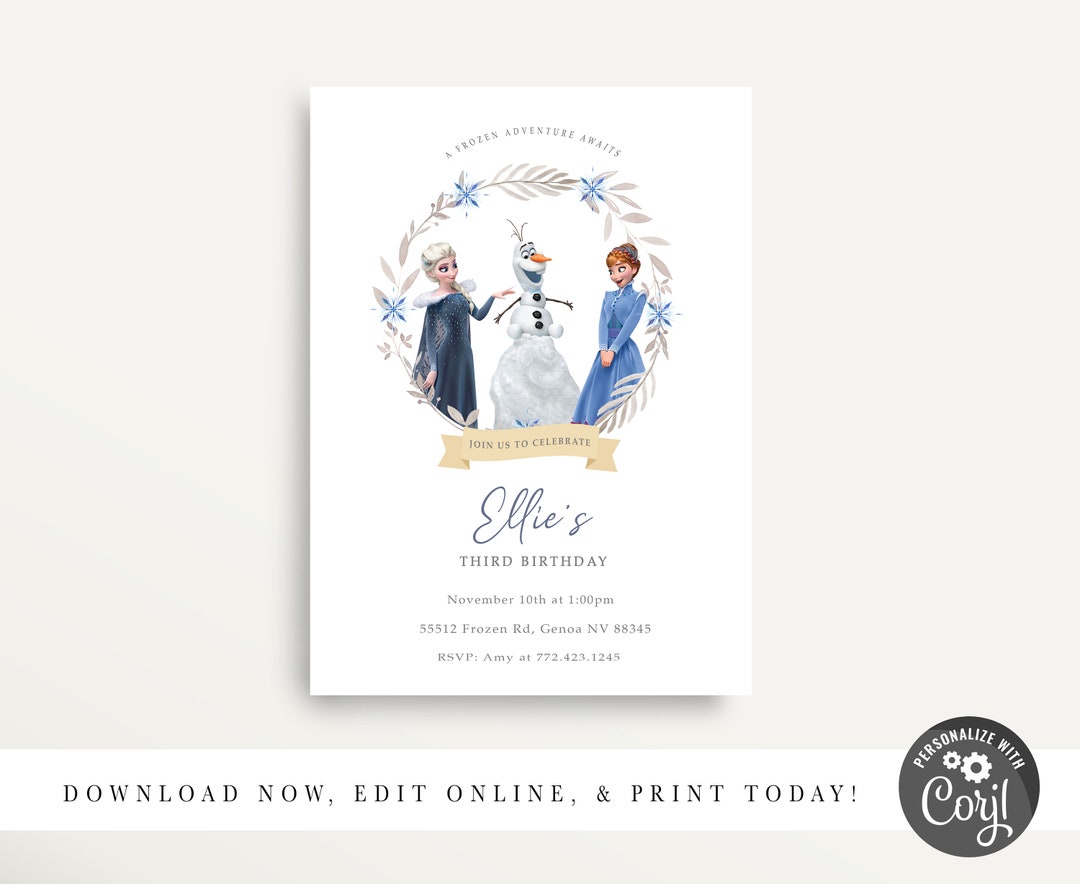 Frozen 2 Invitation, Modern Frozen Invite, Frozen Birthday Invite ...