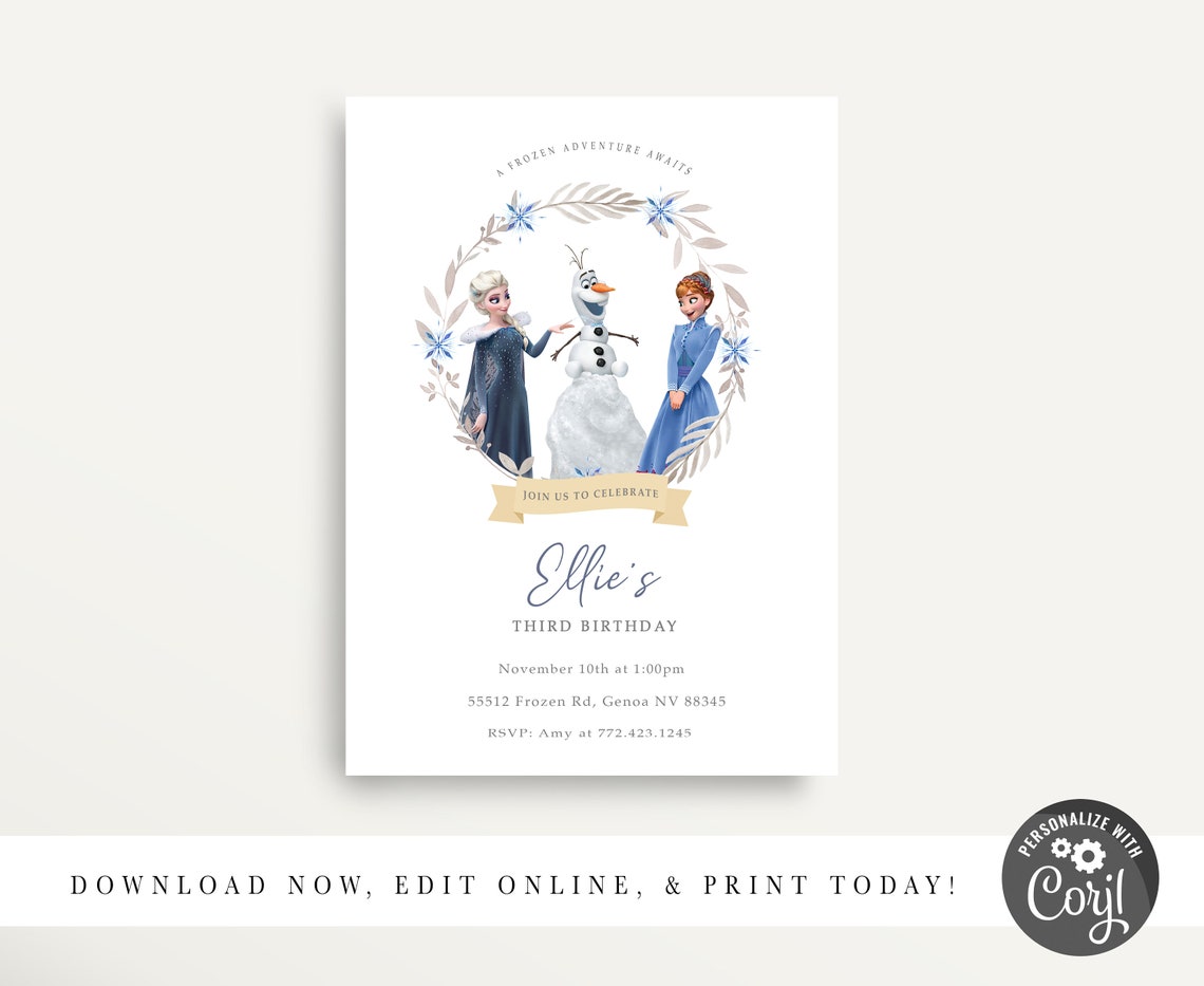Frozen 2 Invitation Modern Frozen Invite Frozen Birthday - Etsy