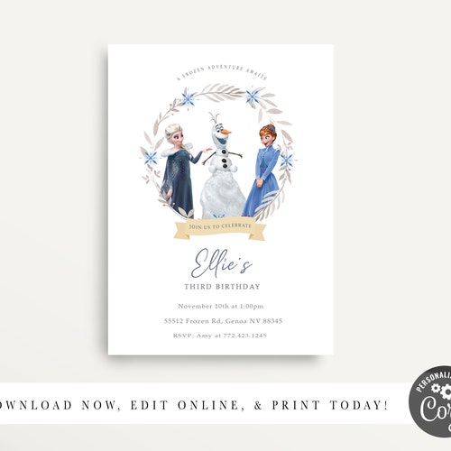 Frozen 2 Invitation Modern Frozen Invite Frozen Birthday - Etsy