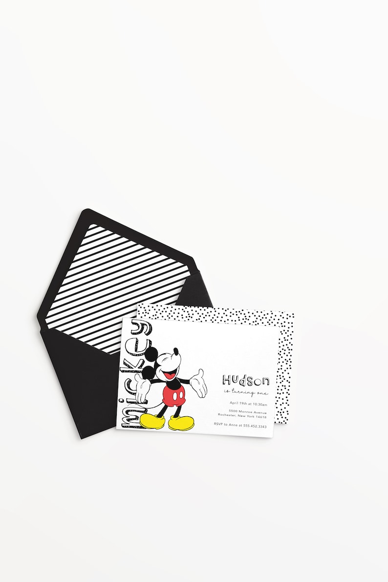 Mickey Mouse Invitation Printable Mickey Invitation Modern - Etsy