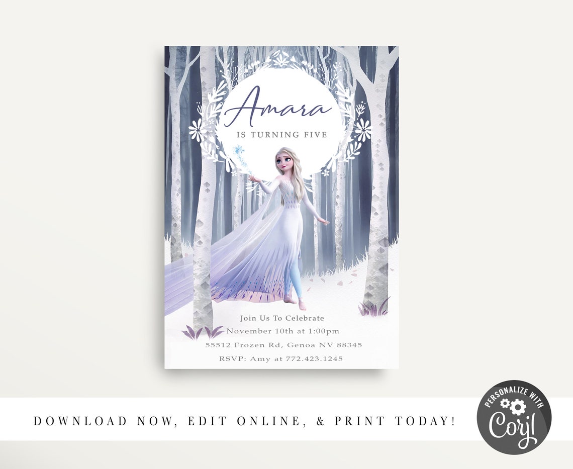 Frozen 2 Invitation Modern Frozen Invite Frozen Birthday - Etsy