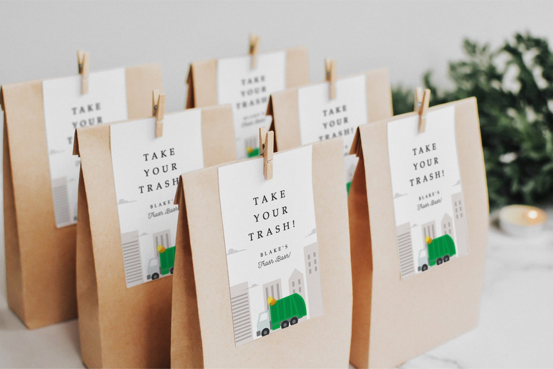 Trash Truck Birthday Tags, Trash Favor Tags, First Birthday, Garbage ...