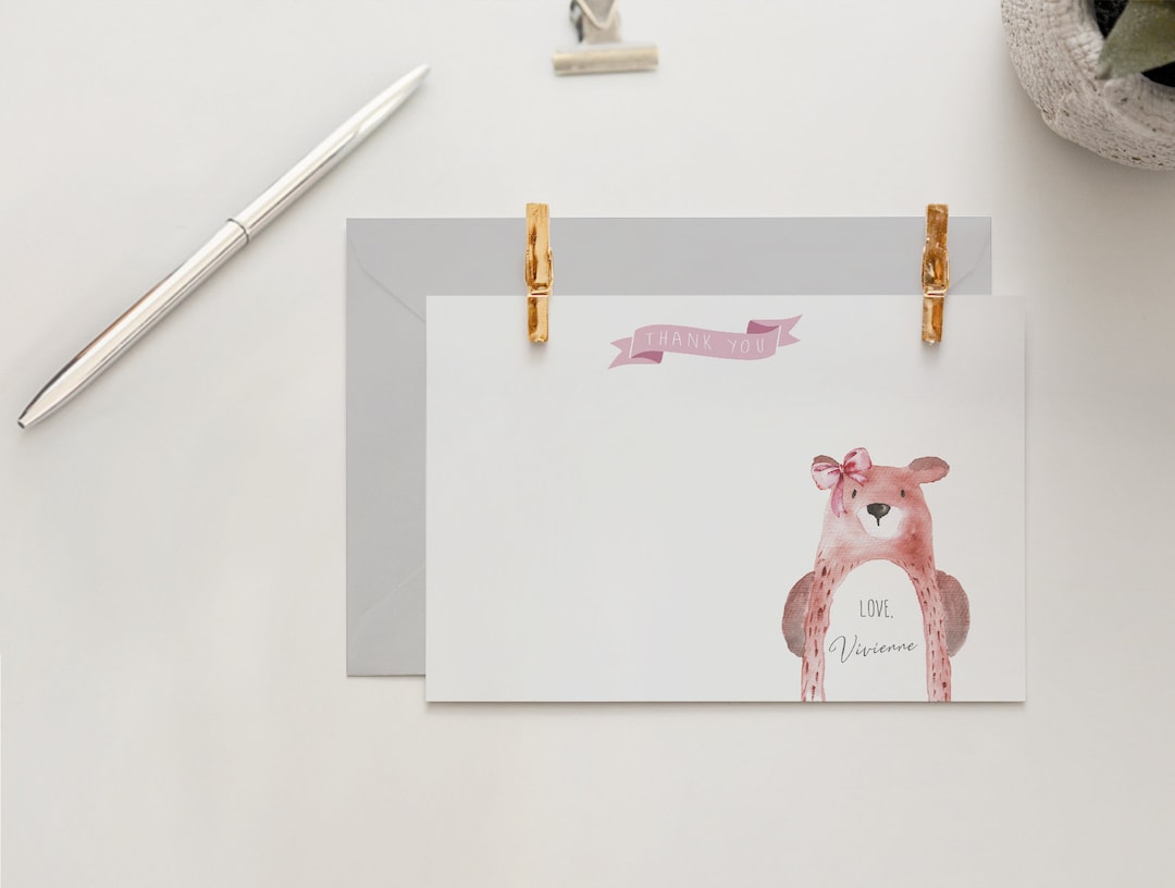 Bear Thank You Card, Party Animal Thank You, Wild Animal Thank You ...