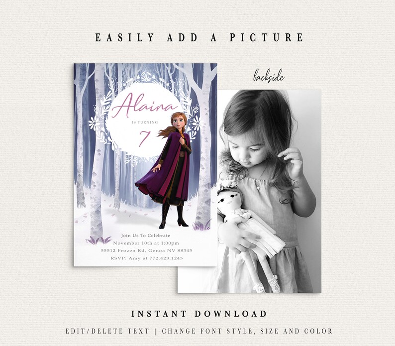 Frozen 2 Invitation Modern Frozen Invite Frozen Birthday - Etsy