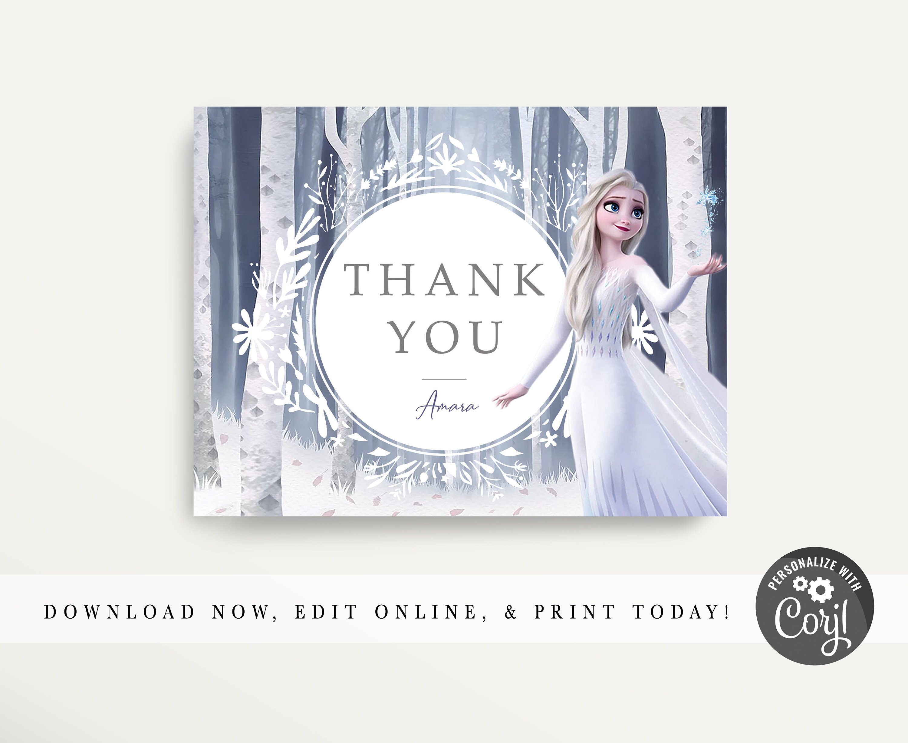 Frozen Thank You Card Frozen 2 Stationary Frozen 2 Thank You - Etsy