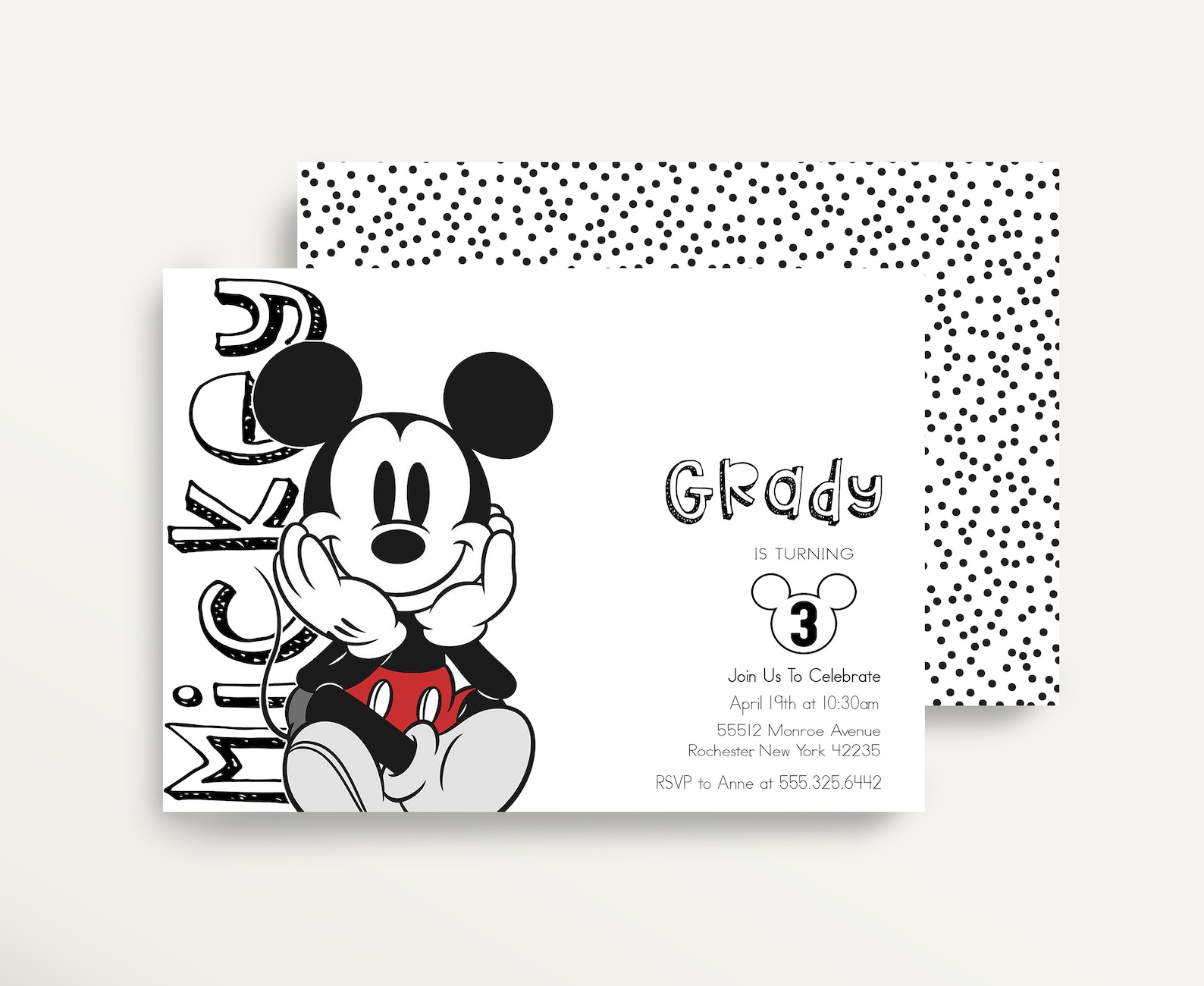 Modern Mickey Mouse Invitation Printable Mickey Invitation - Etsy