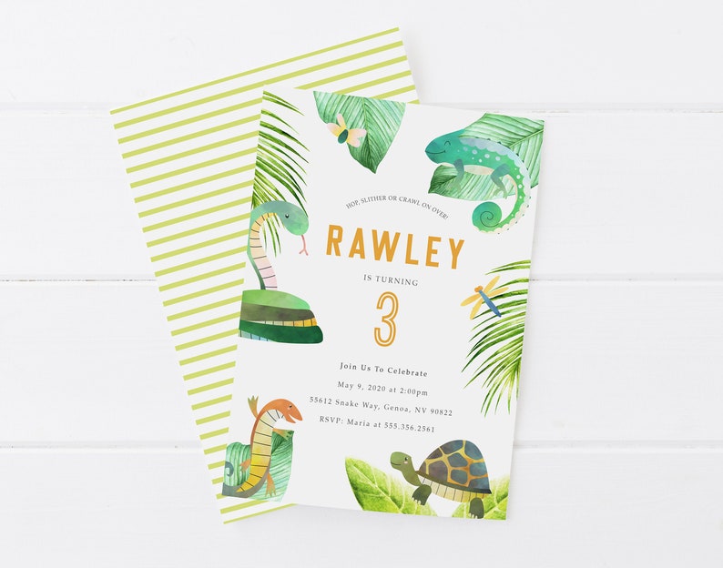 Modern Animal Encounter Birthday Party Invitation Reptile - Etsy