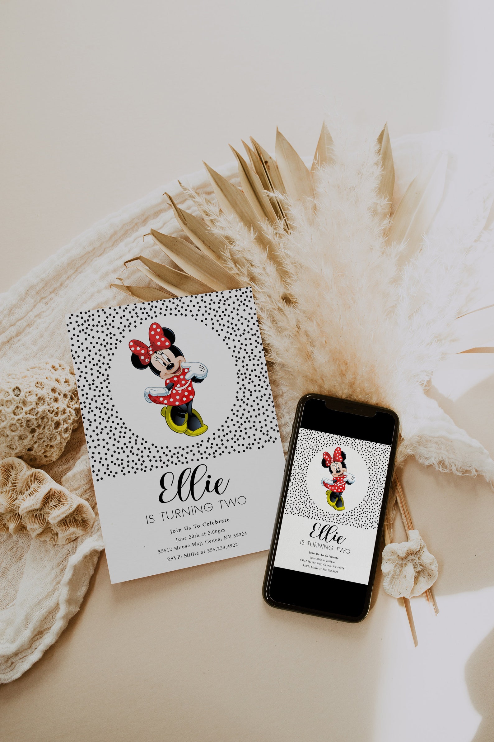 Minnie Mouse Invitation Printable Minnie Invitation Modern | Etsy