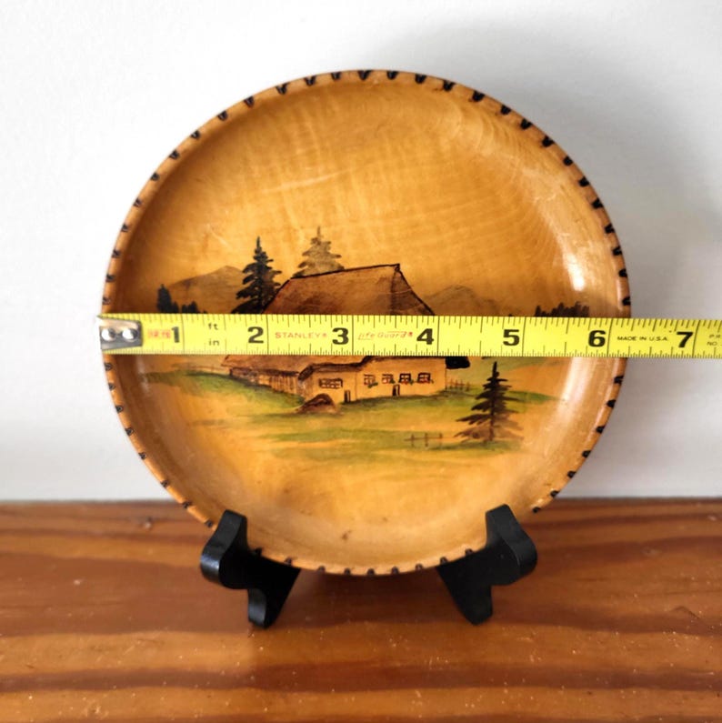 Vintage Hand Painted Folk Art Wood Plate Rustic Farmhouse Decor Cottage ...