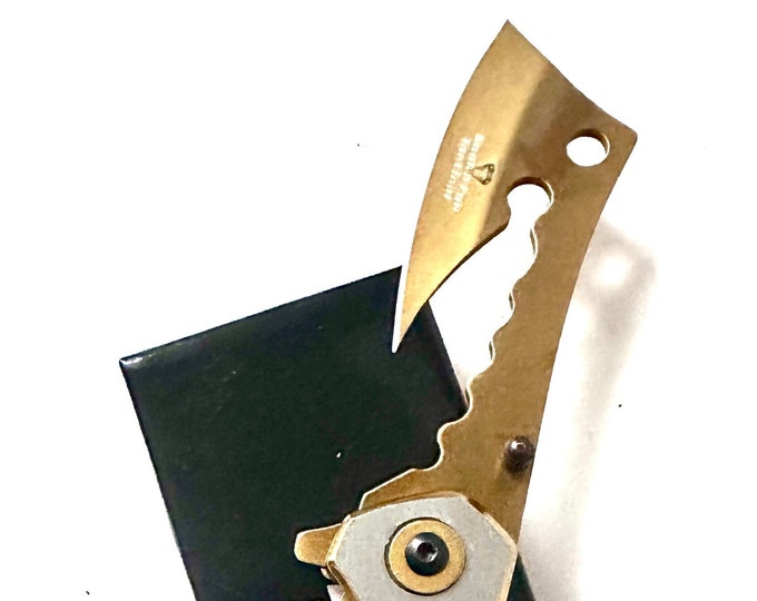 Axe Style Collectible Embossed Gold Stainless Steel Blade Folding ...
