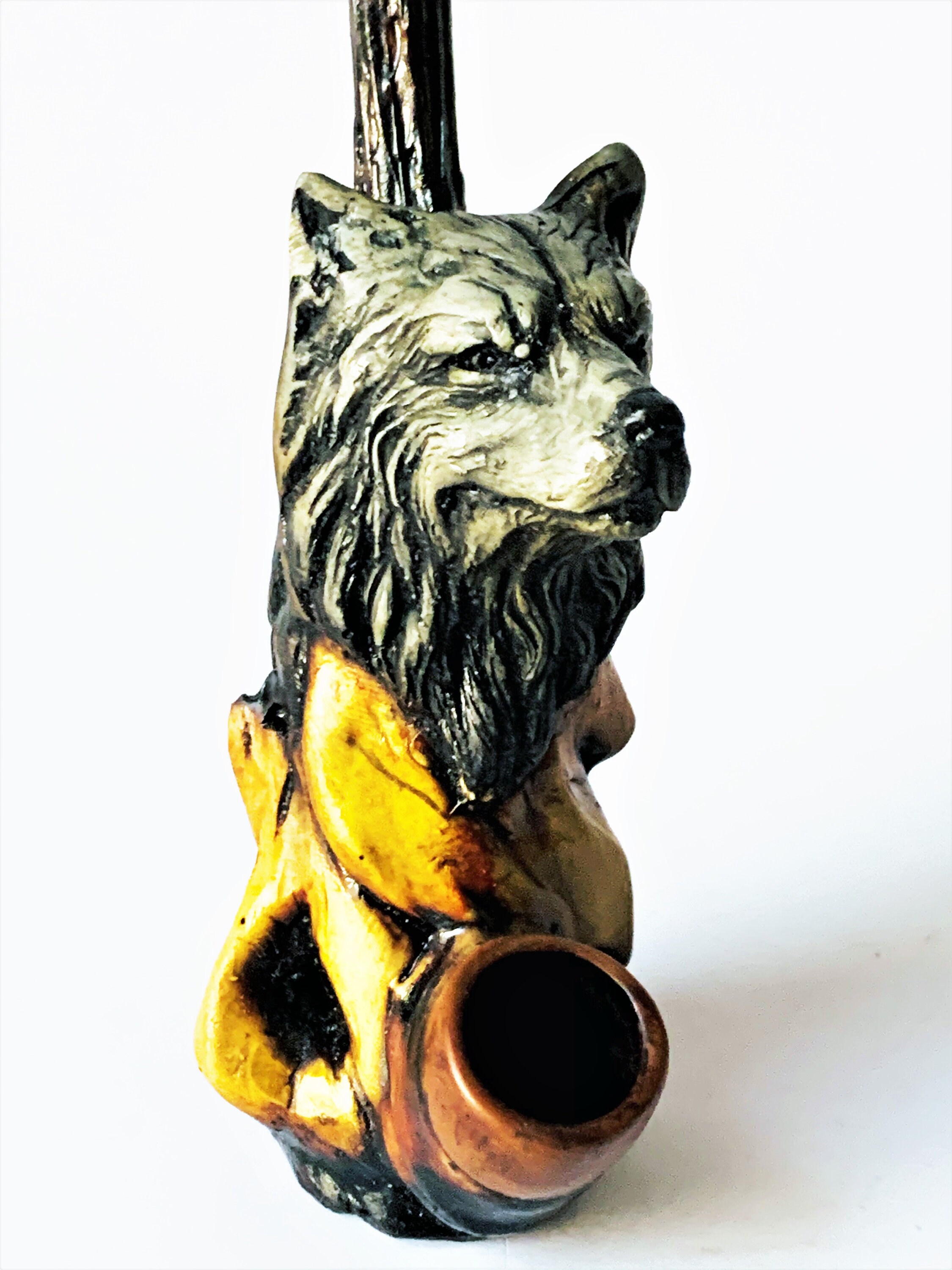 Wolf Tobacco Smoking Pipe Large Pipe Handmade Collectible 6 | Etsy